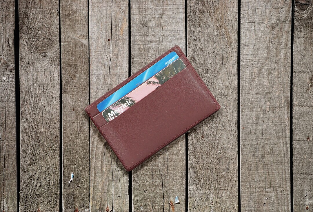 Personalized Leather Front Pocket Card Holder Wallet, Anniversary ...
