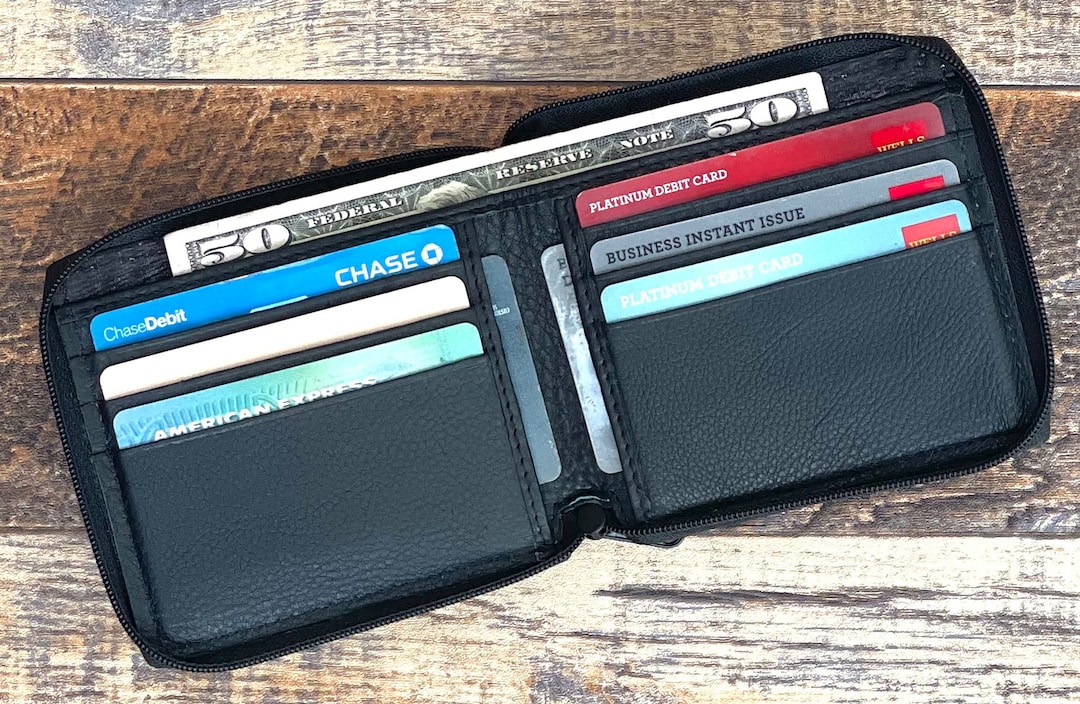 Bullz Zip Aroun Black Bifold Mens Wallet With 6+ Credit Cards, 1 ...