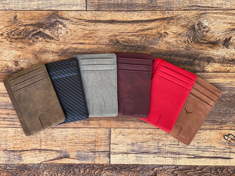 Personalized Leather Front Pocket Card Holder Wallet, Anniversary ...