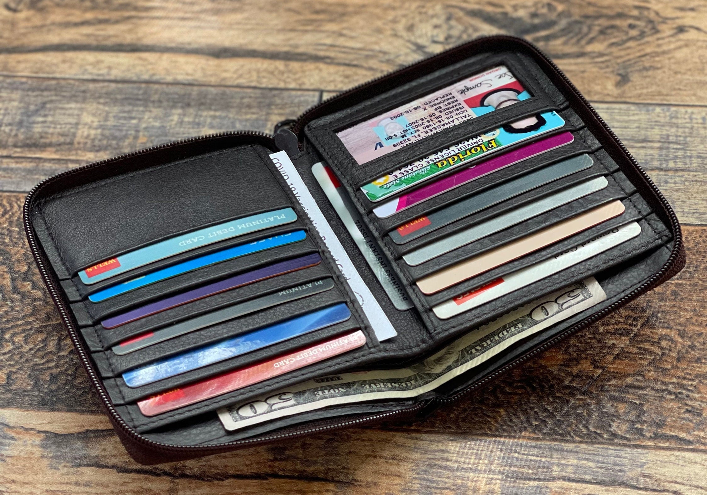 Personalized Zip Around RFID Credit Card Holder Unisex Wallet - Etsy