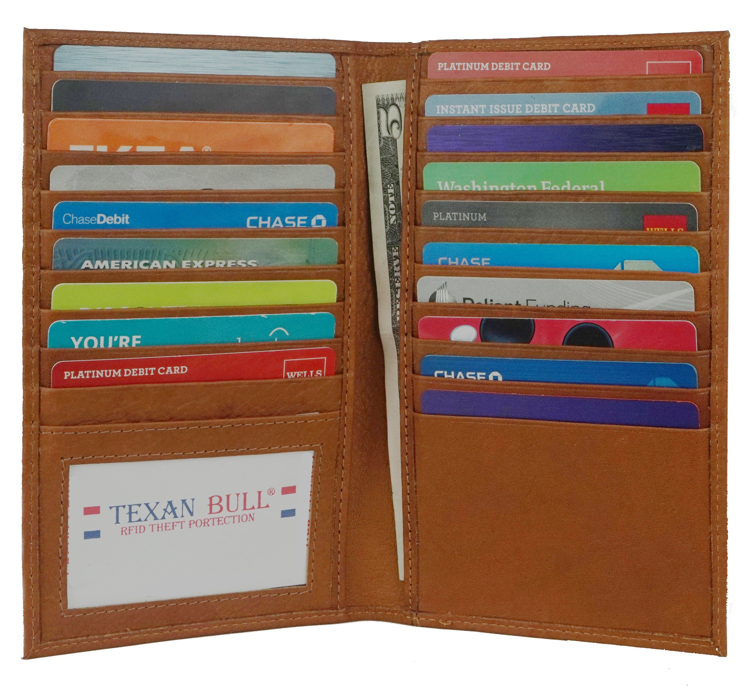 Texan Bull RFID Top Grain Cow Nappa Leather Credit Card Organizer Long ...
