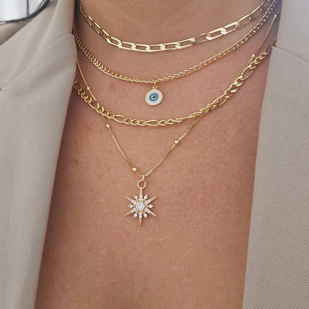 Gold Layering Neclace Set, Stacking Necklace 4pcs, Gold Chain Necklace ...