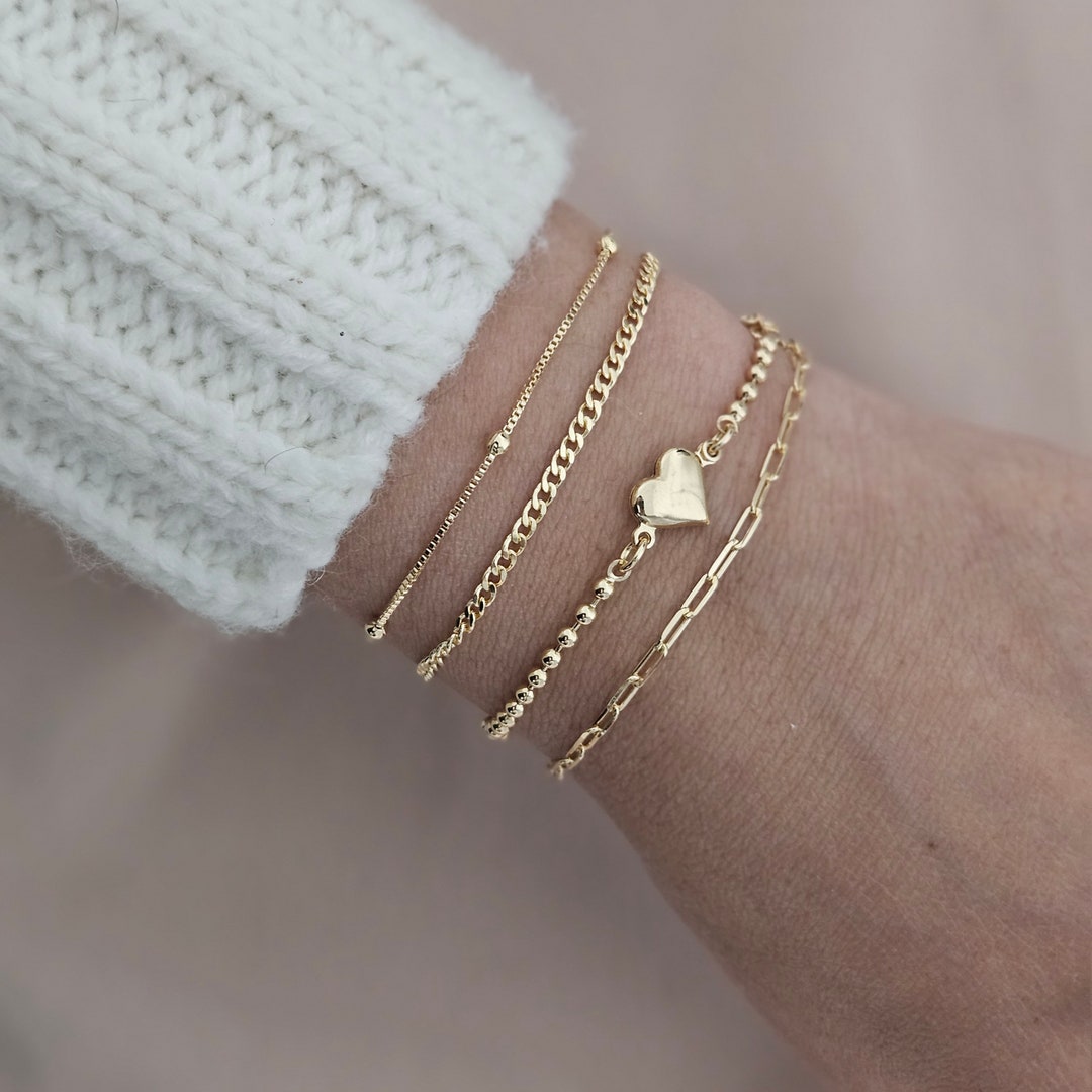 Friendship Bracelet Set 18K Gold Filled Bracelet Set Layered Bracelet ...