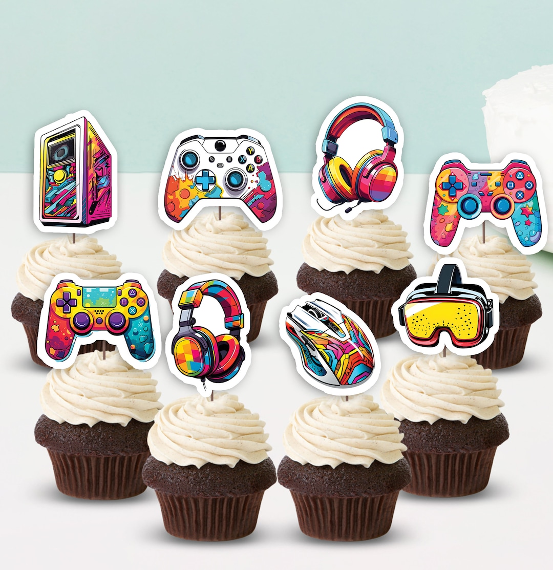 Game Controller Cupcake Toppers | Gamer Party Decorations (digital ...