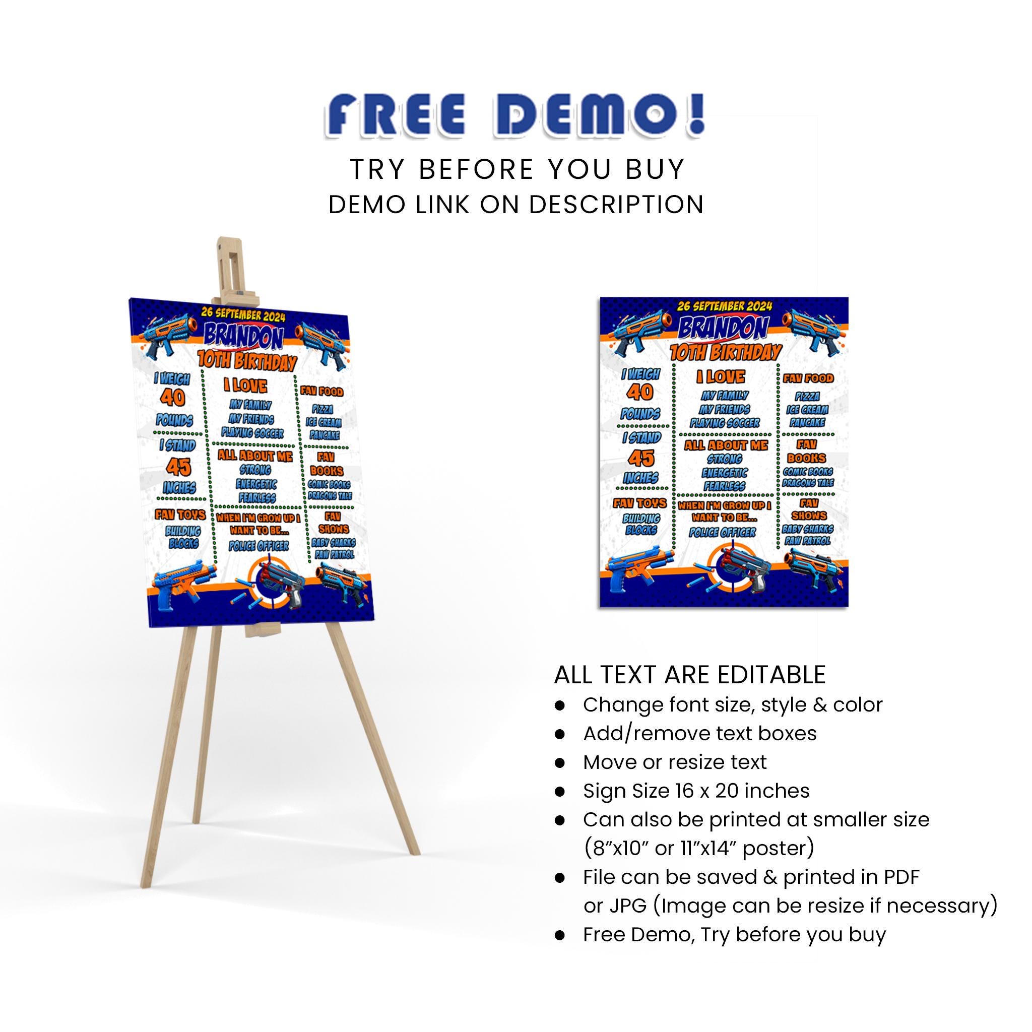 DIY Dart Gun Milestone Poster Water Gun Birthday Poster Dart War ...