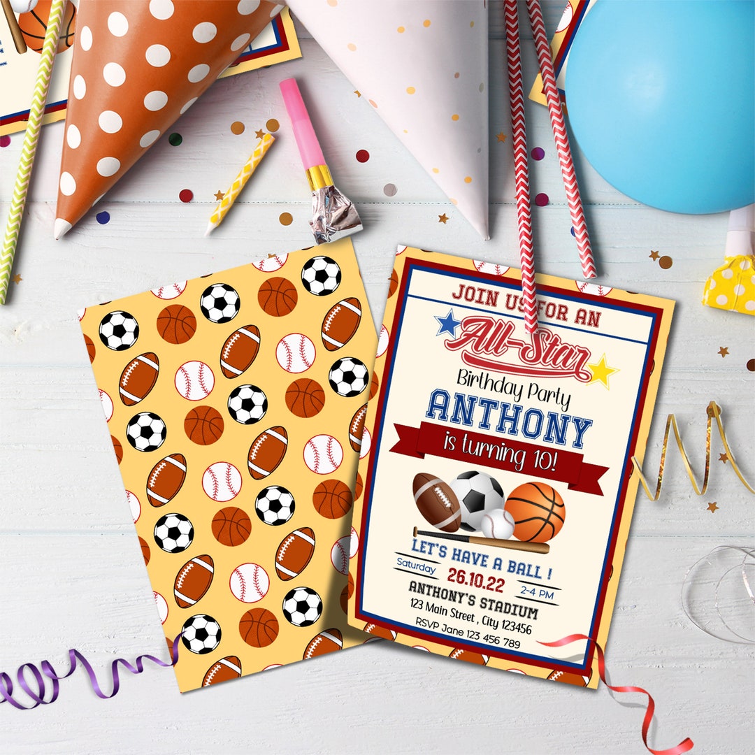 Printable All Star Sports Birthday Invitation | Digital MVP Sport ...