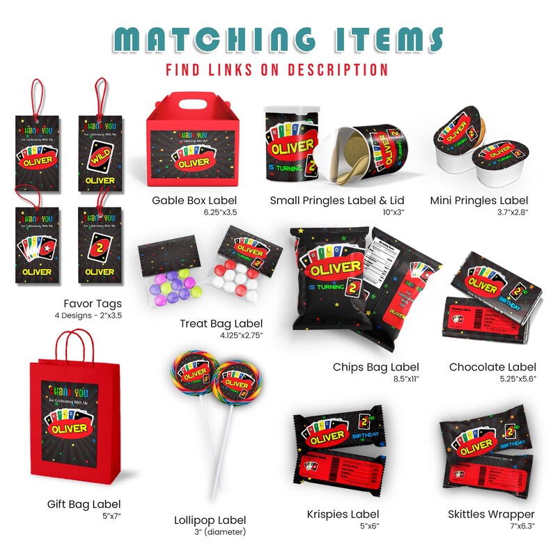 Editable First Birthday Gift Bag Label, Uno Goodie Bag Label, 1st ...