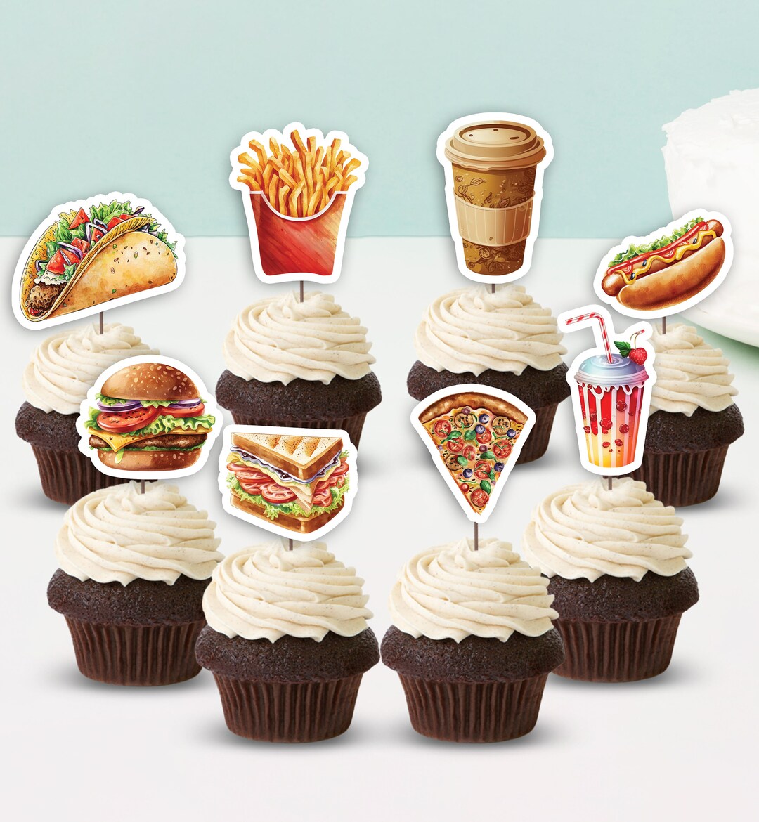 Instant Download Fast Food Cupcake Toppers | Fast Food Birthday Cake ...