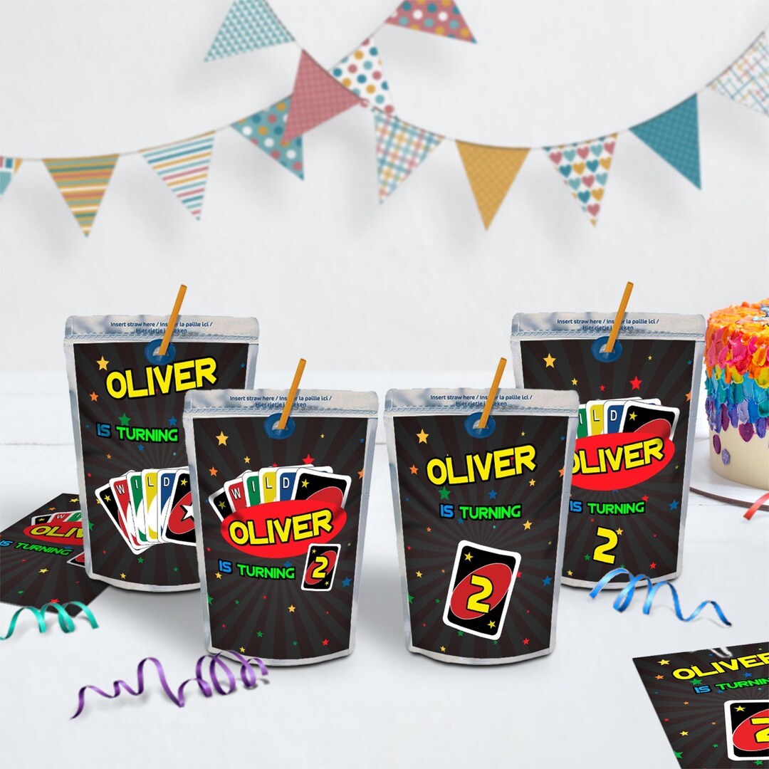 Printable First Birthday Caprisun Label, Uno Party Decorations, 1st ...