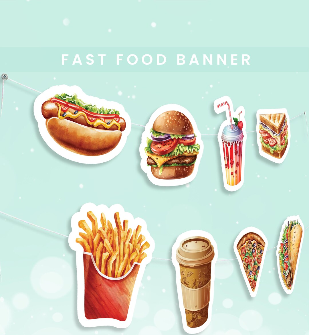 Fast Food Banner | Fast Food Themed Party | Fast Food Lover Party ...