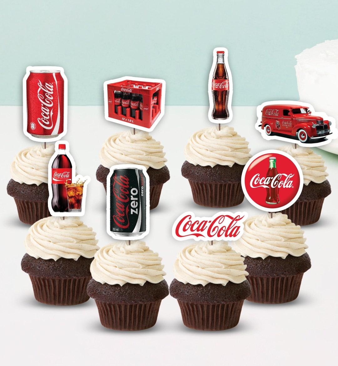 Instant Download Coca Cola Themed Cupcake Toppers Coca Cola Birthday ...