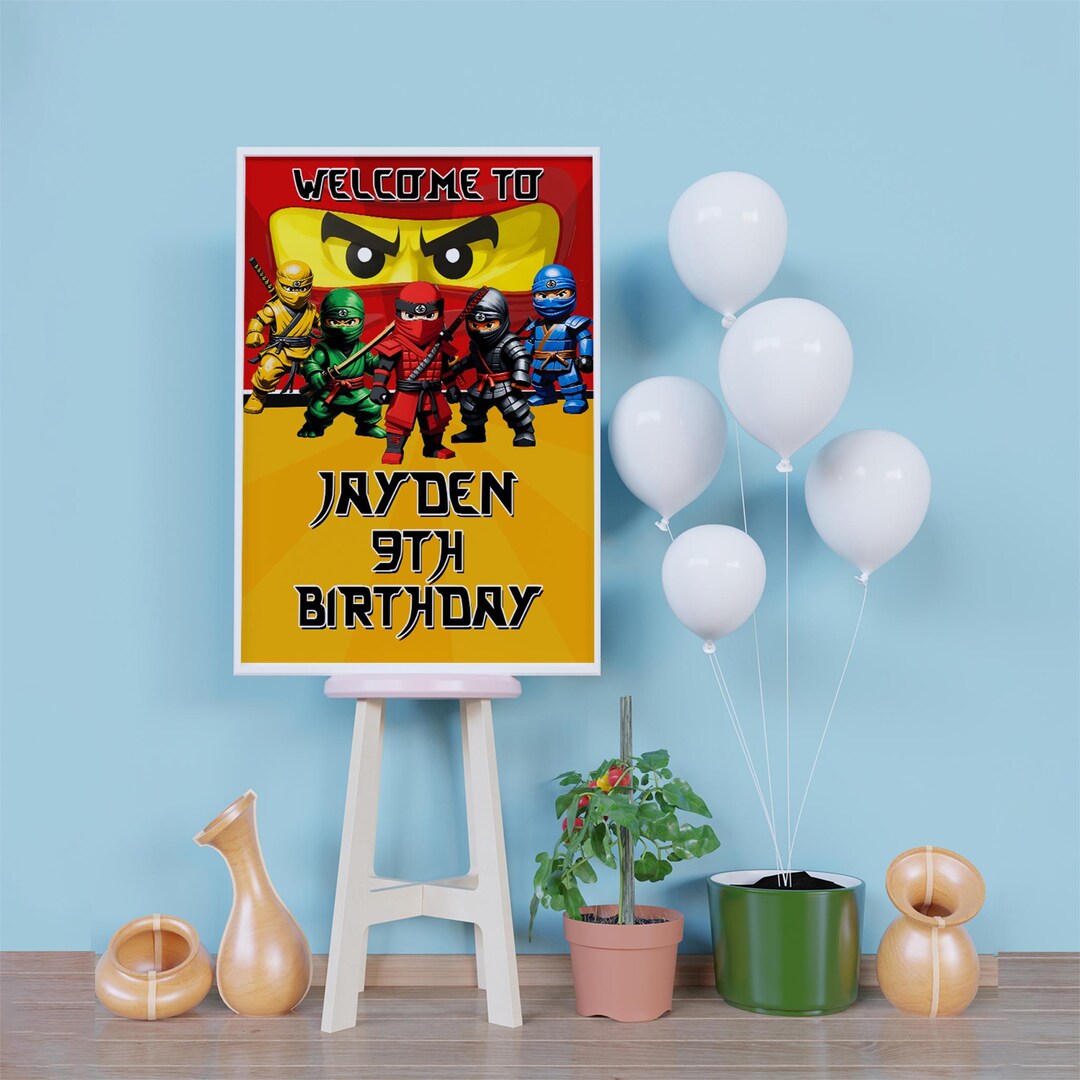 Ninja Brick Welcome Sign Ninja Birthday Sign Poster Ninja Brick ...