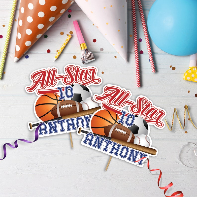All Star Sports Cake Topper | Printable Birthday Decoration (corjl ...