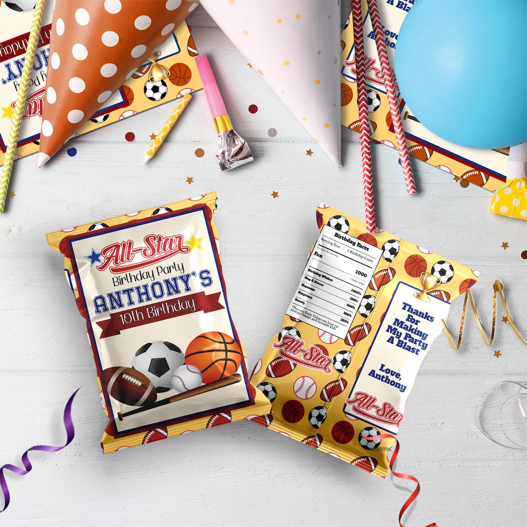 DIY All Star Sports Chip Bag, Party Favor Template (digital) AS01 - Etsy