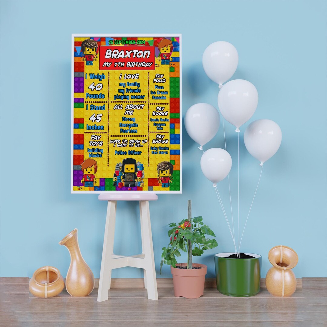 DIY Brick Milestone Poster Building Blocks Birthday Poster Brick ...