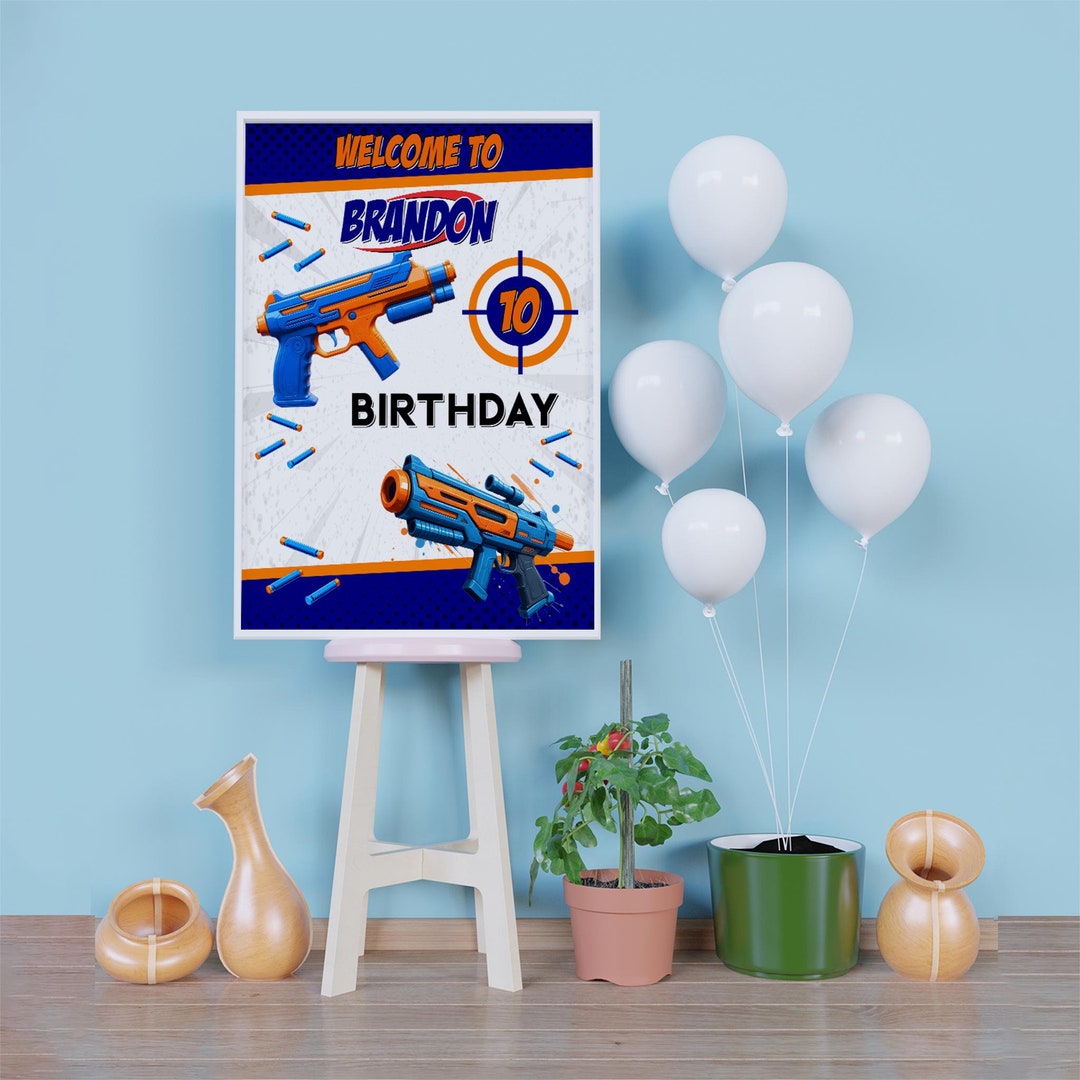 Dart Gun Welcome Sign Water Gun Birthday Sign Poster Dart War Birthday ...