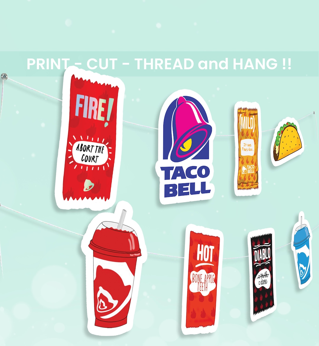 Taco Bell Banner Taco Bell Themed Party Taco Bell Bunting Taco Bell ...