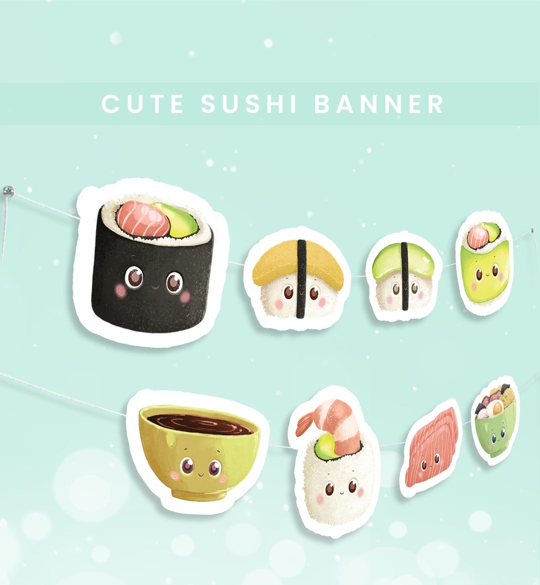 Sushi Banner | Sushi Themed Party | Sushi Bunting | Sushi Kawaii ...