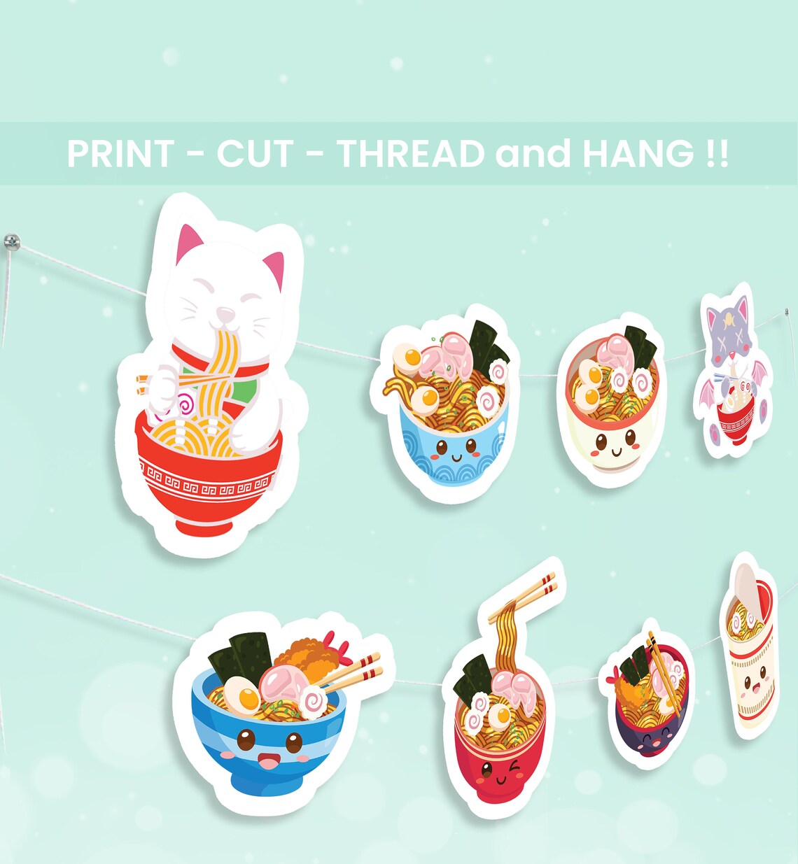 Kawaii Ramen Banner | Noodle Party Decorations (instant Download) RA01 ...