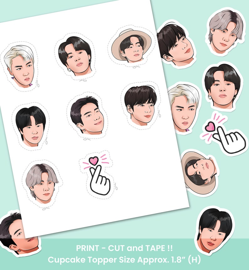 Instant Download K-pop Cupcake Toppers Bts Birthday Cake Toppers BTS ...