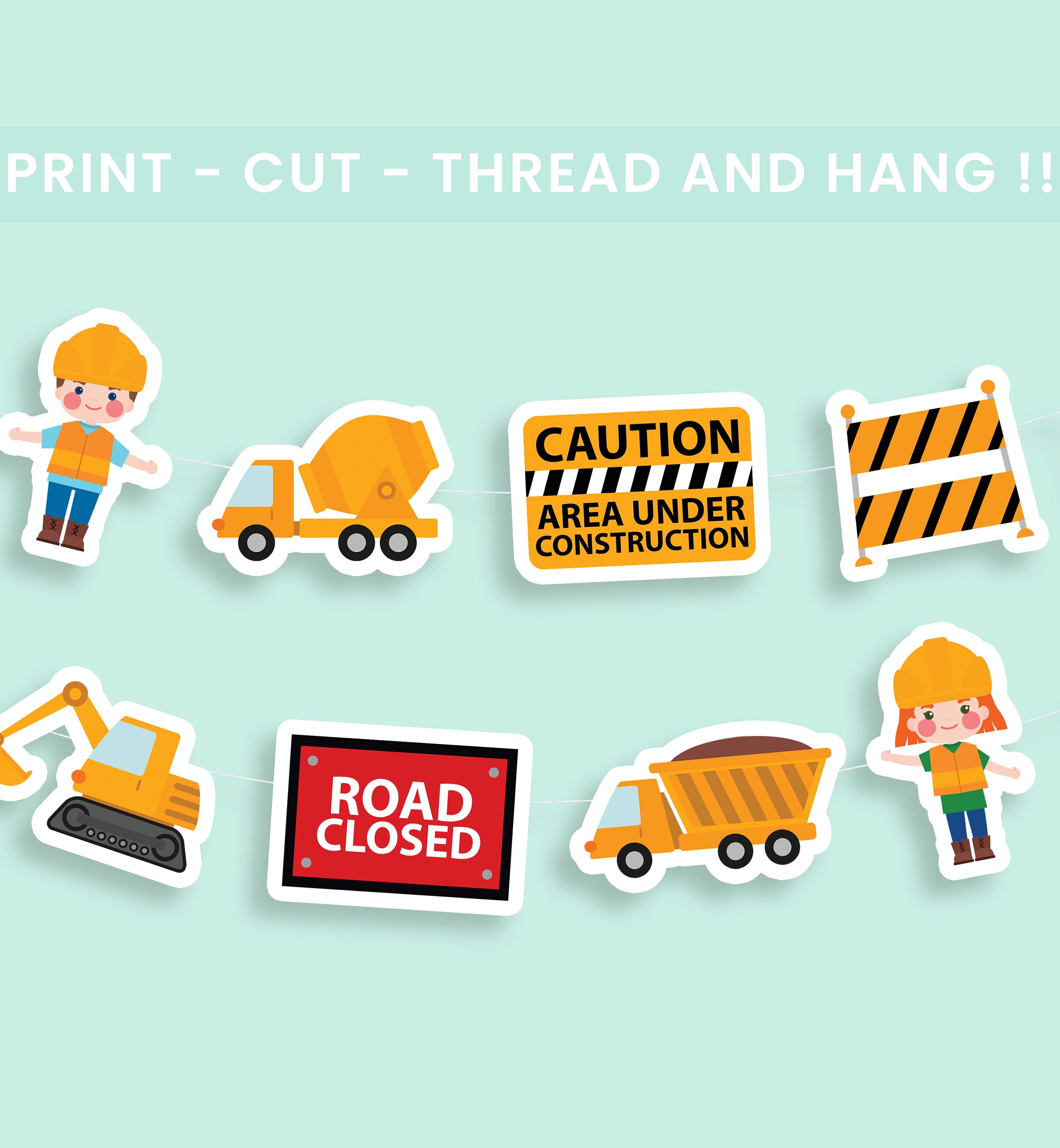Construction Birthday Banner Construction Themed Party Etsy