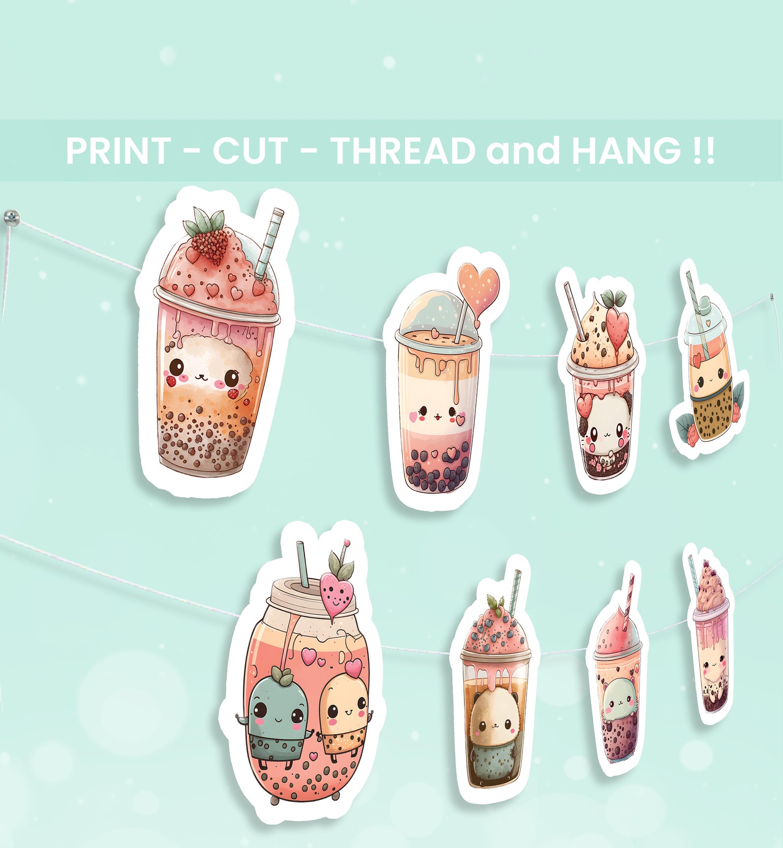 Boba Banner Bubble Tea Themed Party Boba Lovers Bunting Boba Themed ...