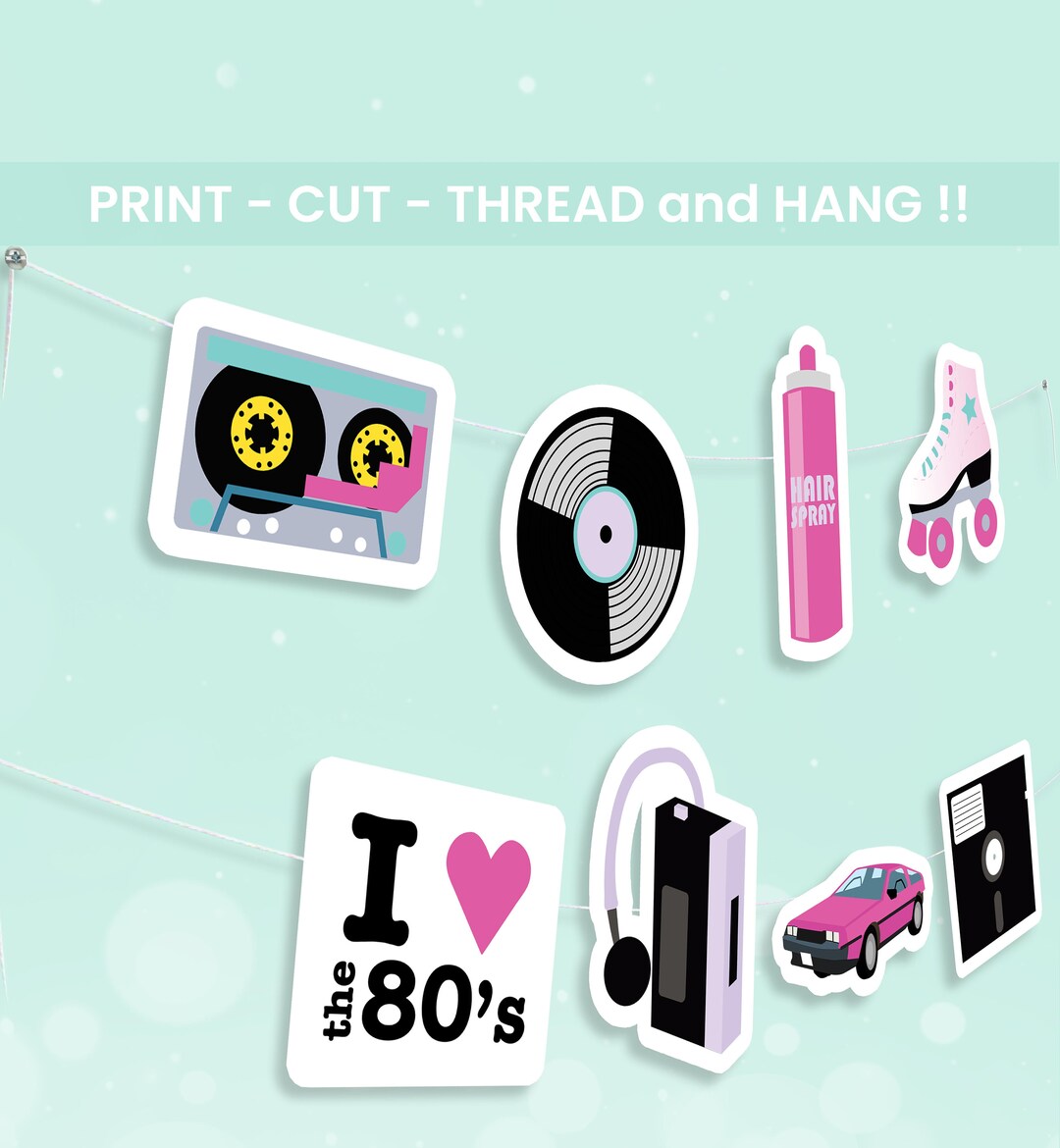Retro 80's Party Banner 80s Themed Party 80's Bunting Retro Birthday ...