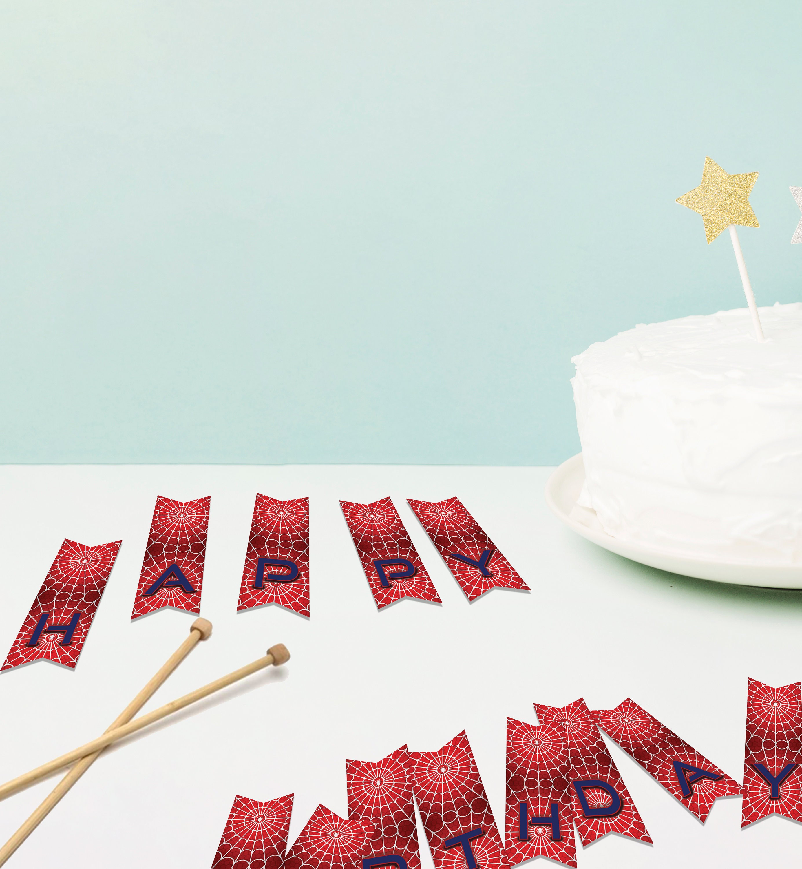 Printable Spider Bunting Cake Topper Super Heroes Cake Topper Spider ...