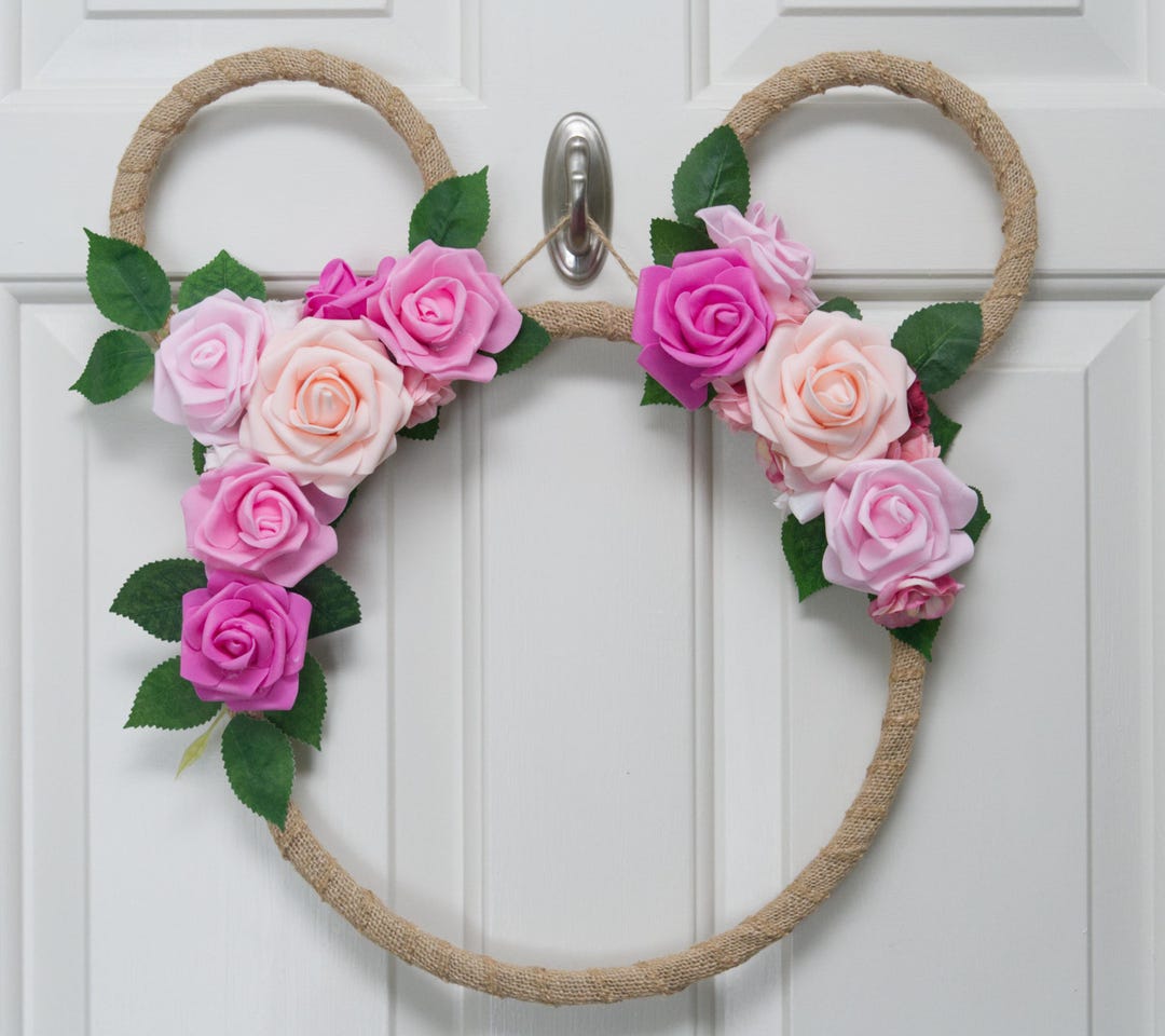 Disney Inspired Mickey Shaped Floral Wreath - Pink Flowers - Etsy