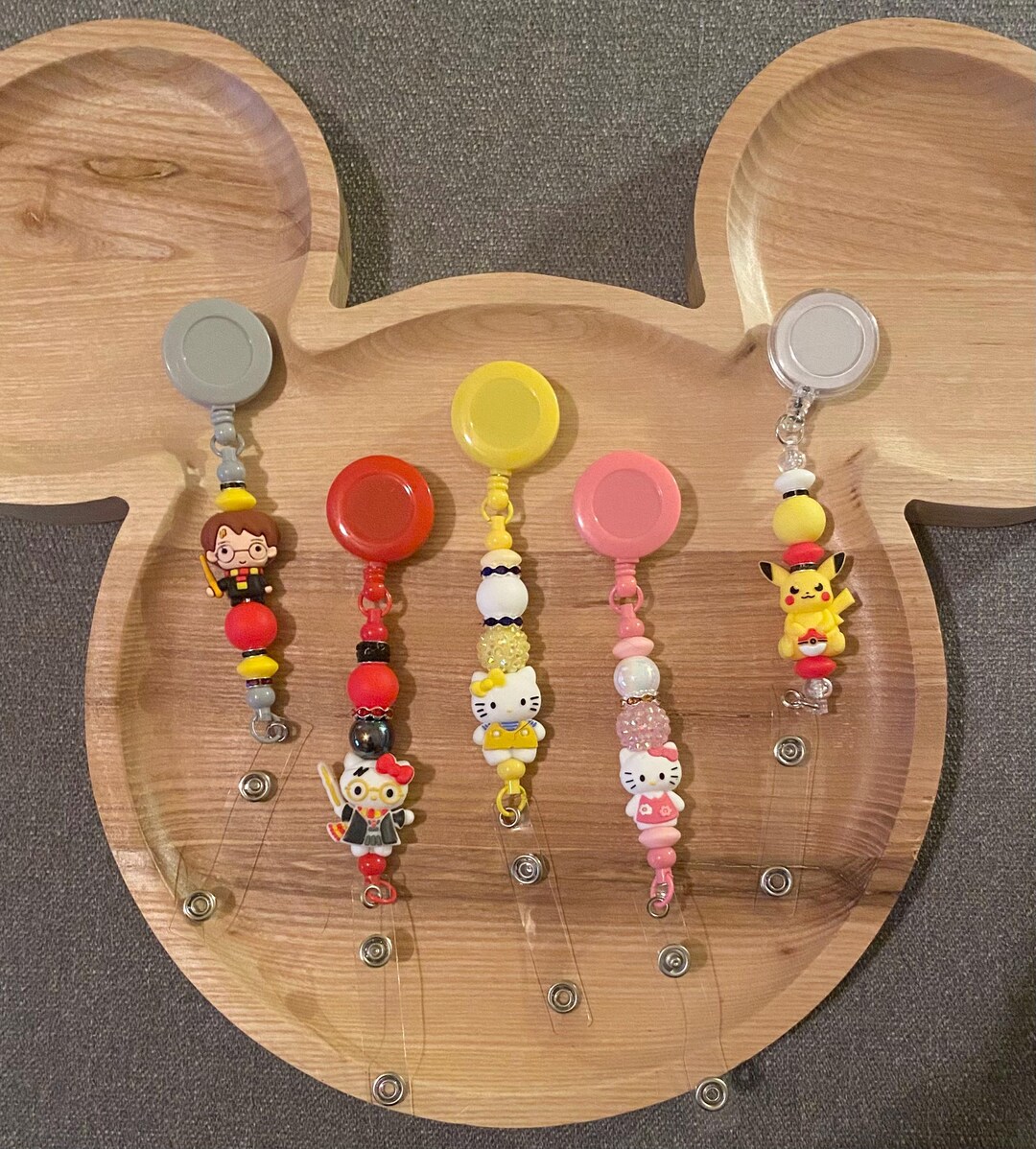 Beaded Character Retractable Badge Reel - Character ID Holder - Etsy