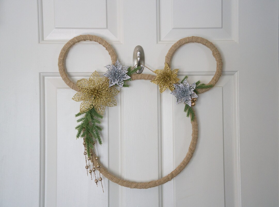 Disney Inspired Mickey Mouse Shaped Holiday Wreath Silver - Etsy