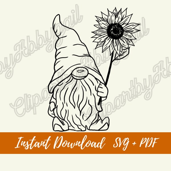 Gnome With Sunflower Svg - Etsy