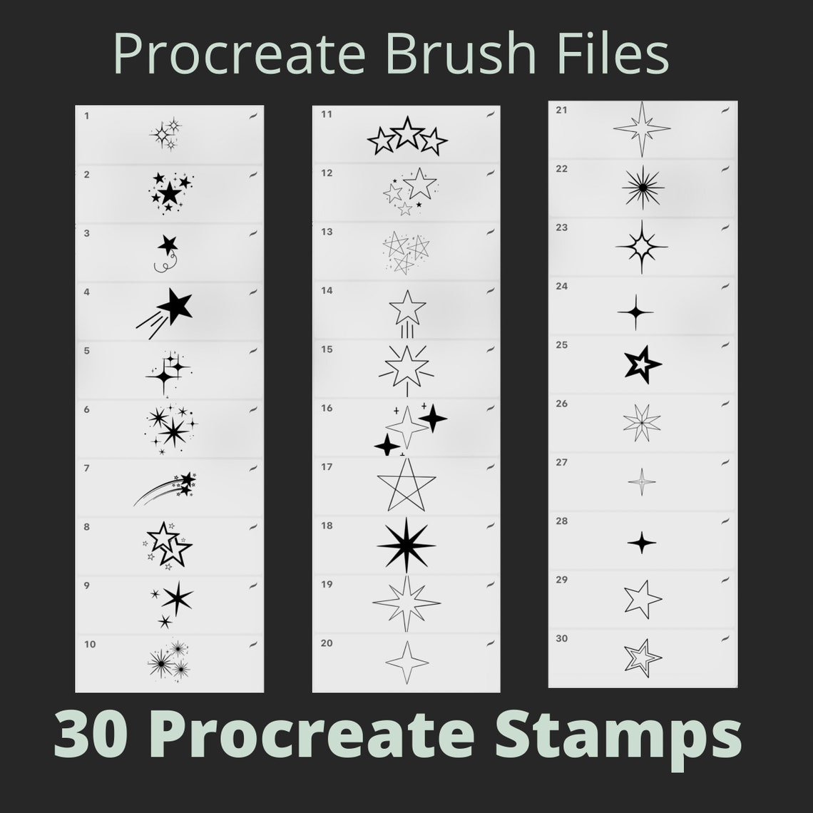 30 Procreate Star Brush | Star Stamp Brushes | Procreate Stamp Set ...