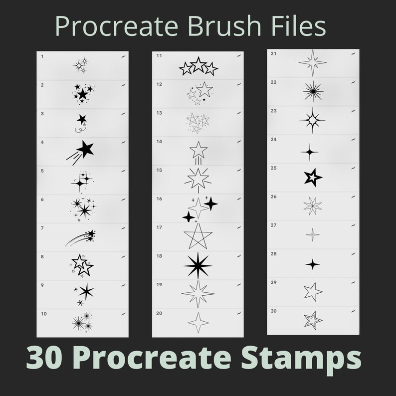 30 Procreate Star Brush | Star Stamp Brushes | Procreate Stamp Set ...