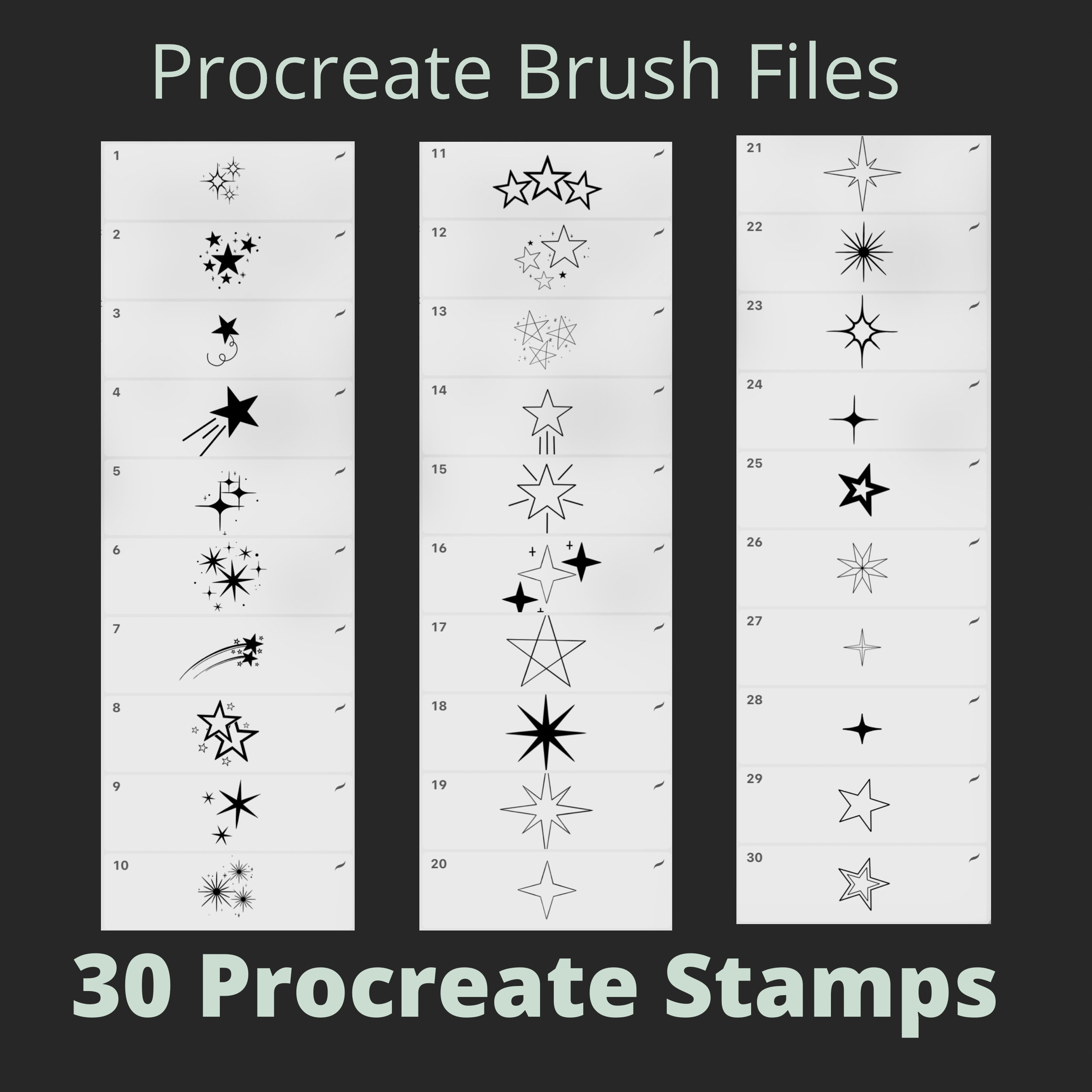 30 Procreate Star Brush | Star Stamp Brushes | Procreate Stamp Set ...