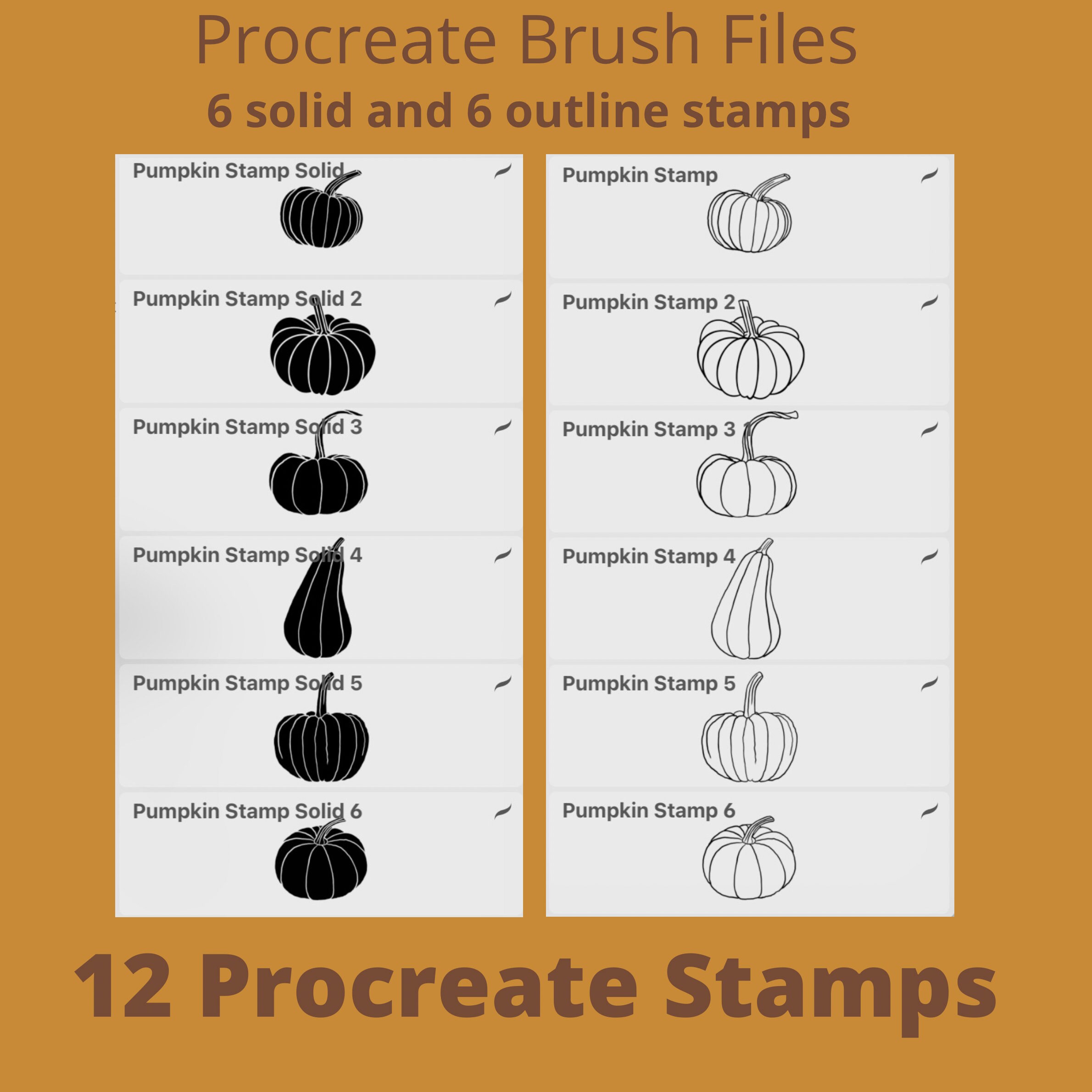Procreate Pumpkin Brushes | Procreate Pumpkin Stamp | Fall Stamp ...