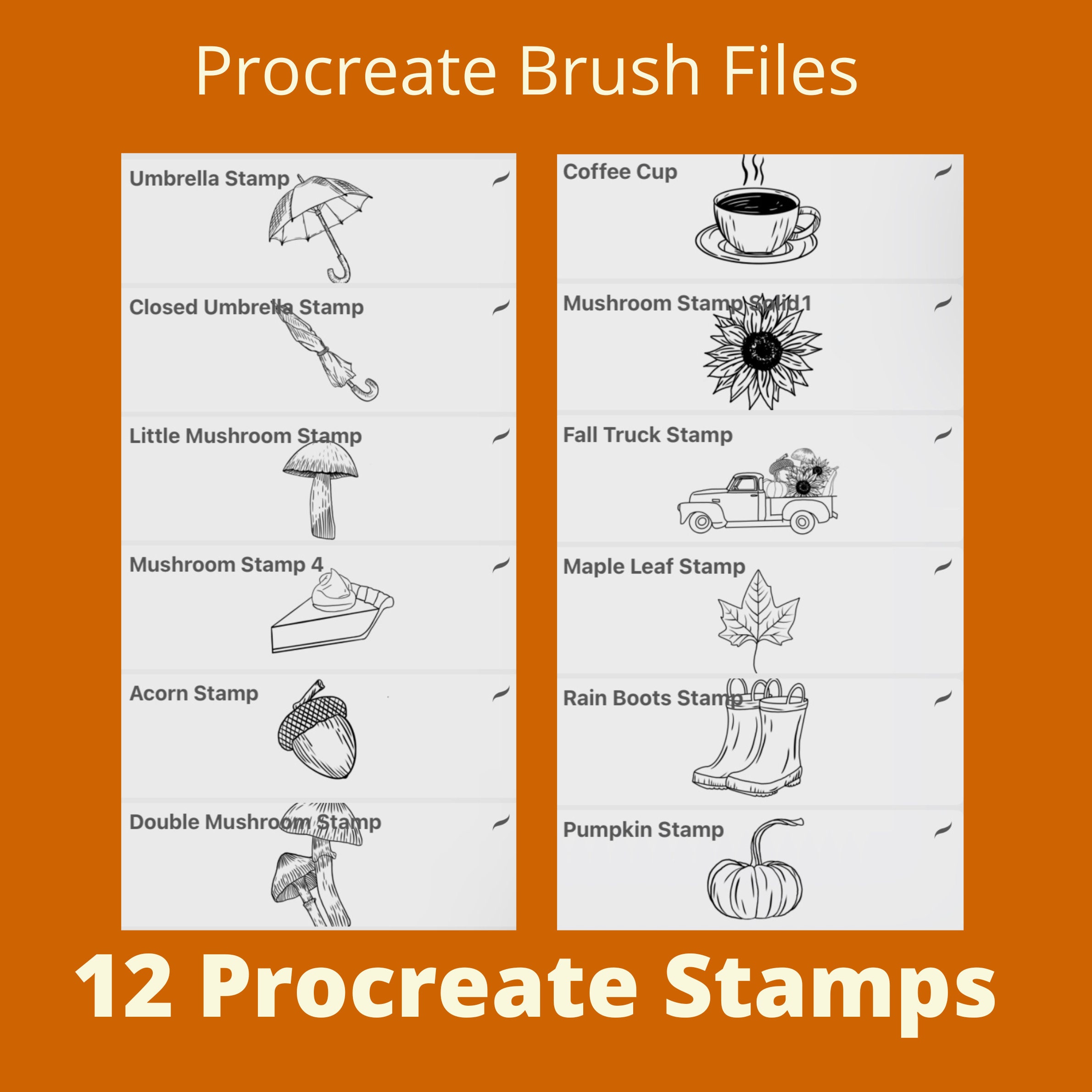 Procreate Fall Brushes | Procreate Autumn Stamp | Fall Stamp Brushes ...