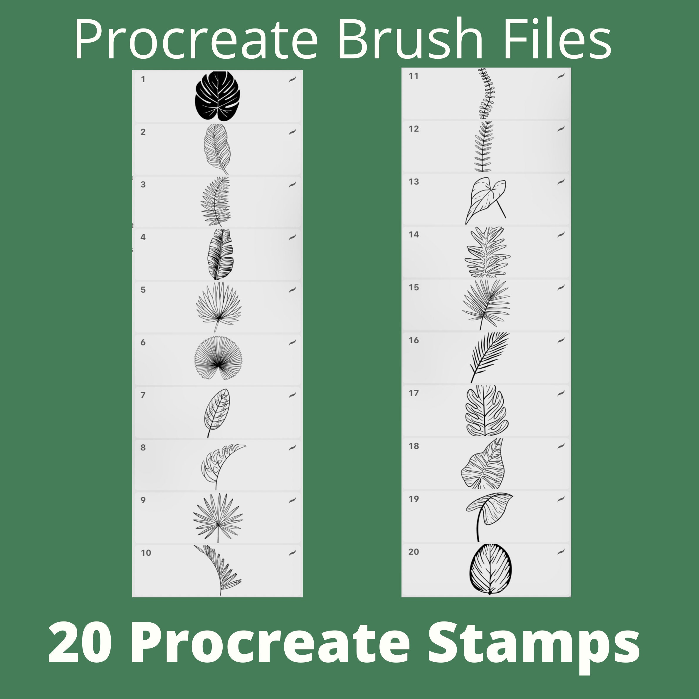 20 Procreate Tropical Leaf Brush | Procreate Sketch Brush | Plant Stamp ...