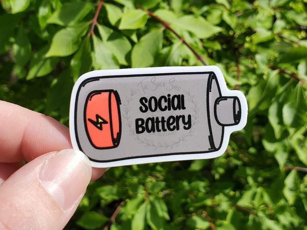 Low Social Battery Vinyl Sticker | Waterproof Sticker | Water Bottle ...