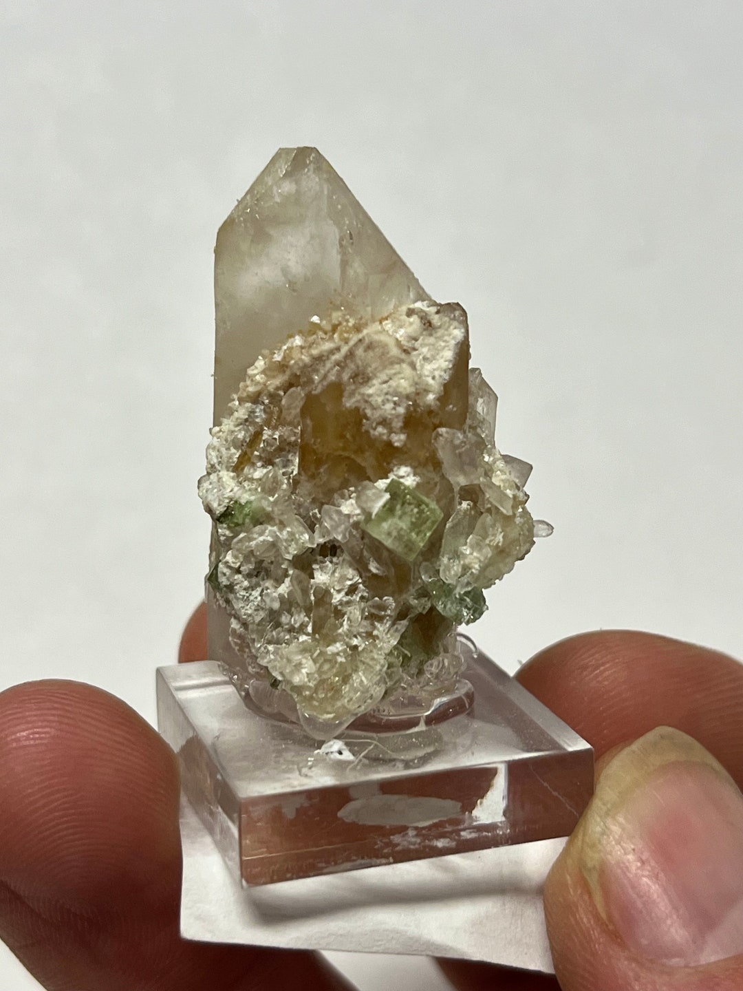ME, USA, Green Tourmaline on Quartz, Pocket 11, Mt. Mica, Maine, United ...