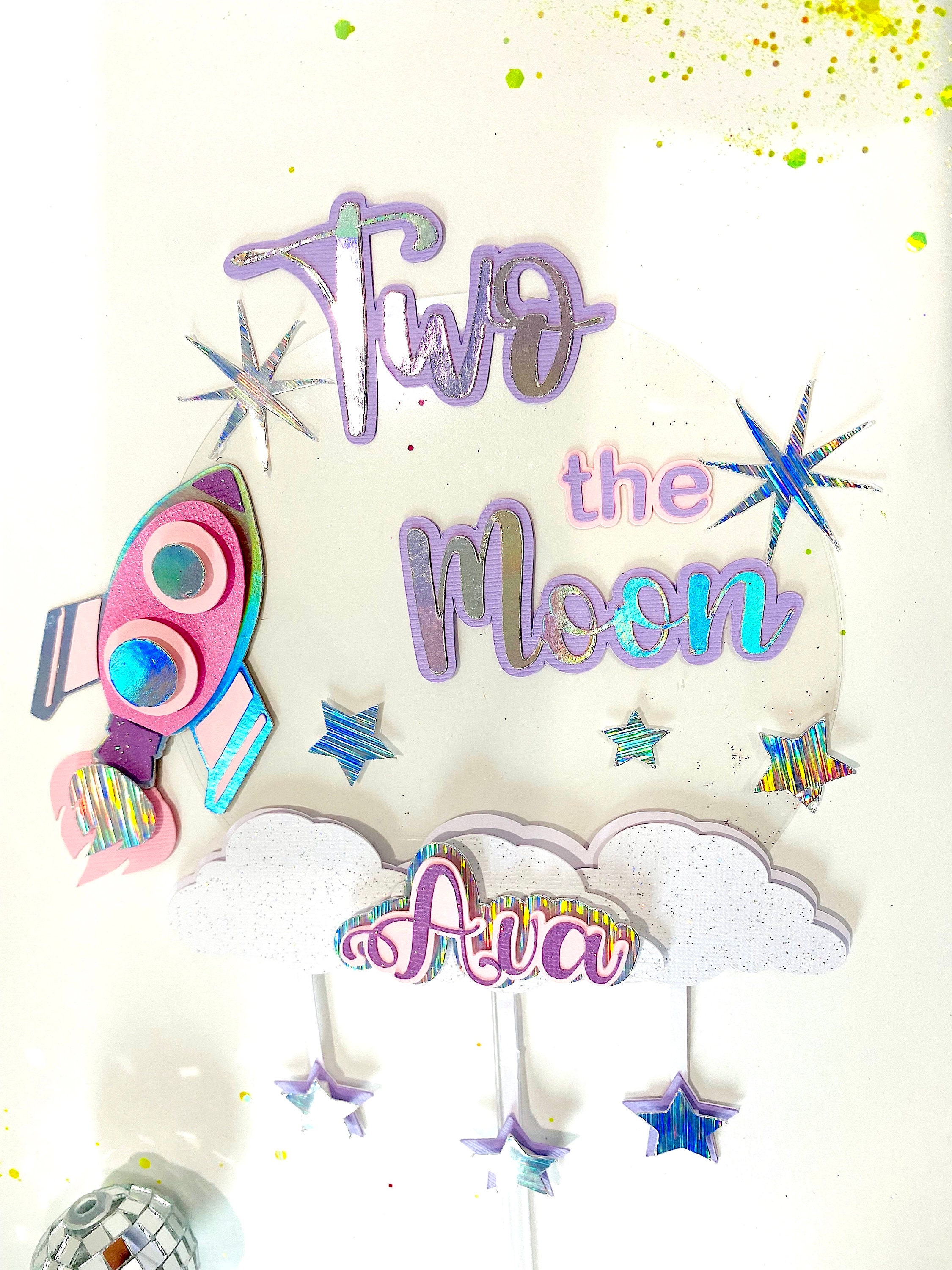 Two the Moon Cake Topper Space Cake Topper Astronaut Cake - Etsy