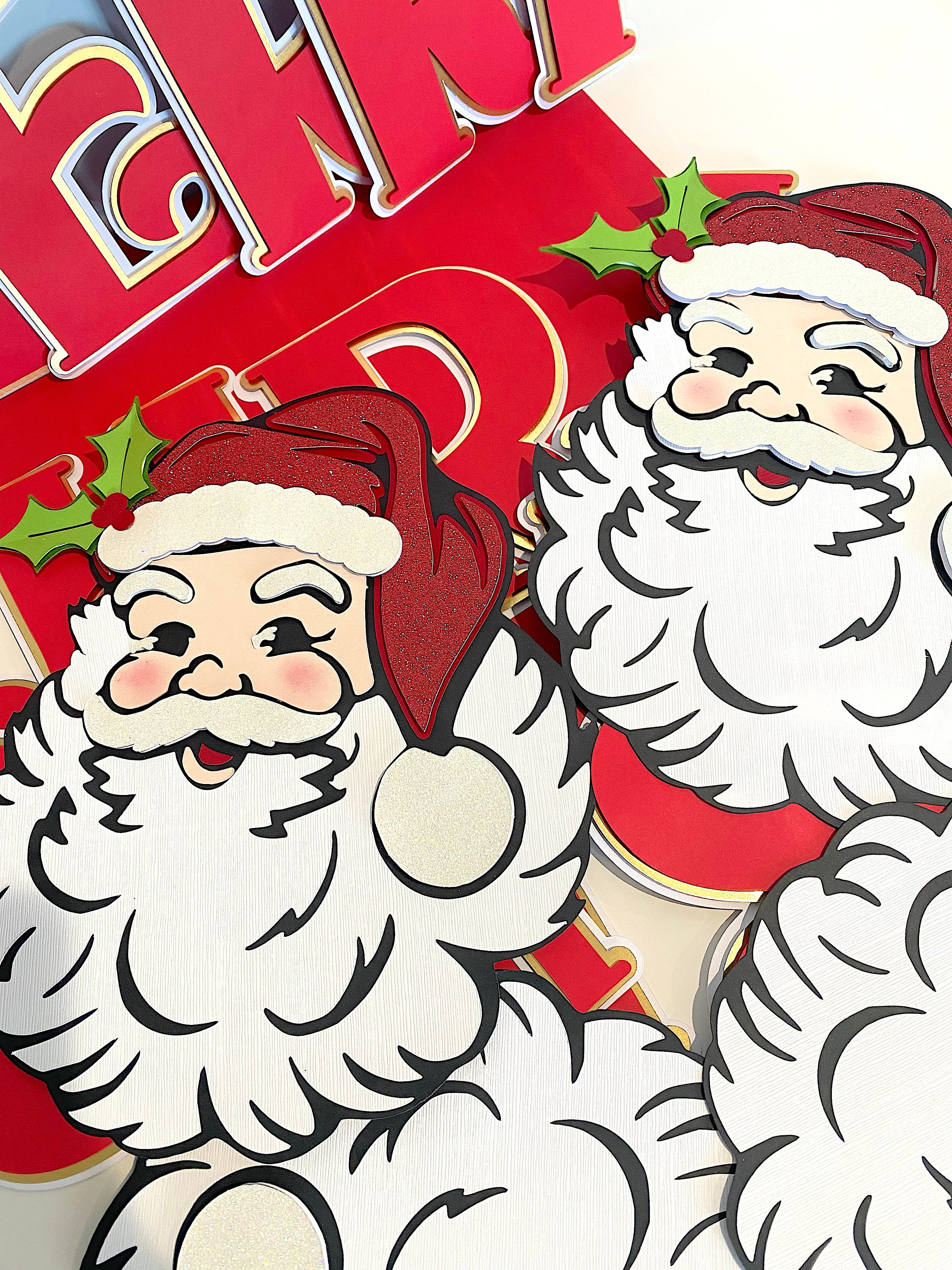 Santa Claus Christmas Banner | Cardstock Party Decoration - Etsy