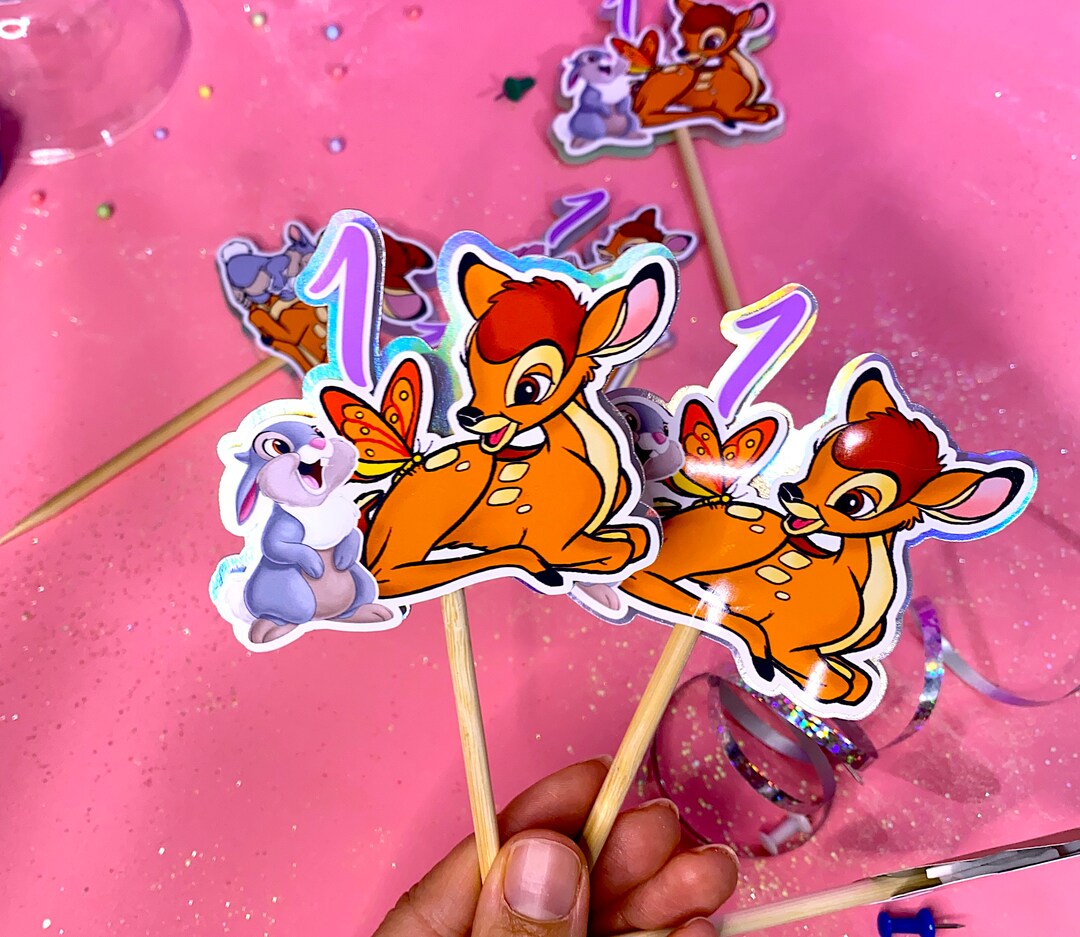 Bambi First Birthday Cupcake Toppers, Floral Party Decorations - Etsy