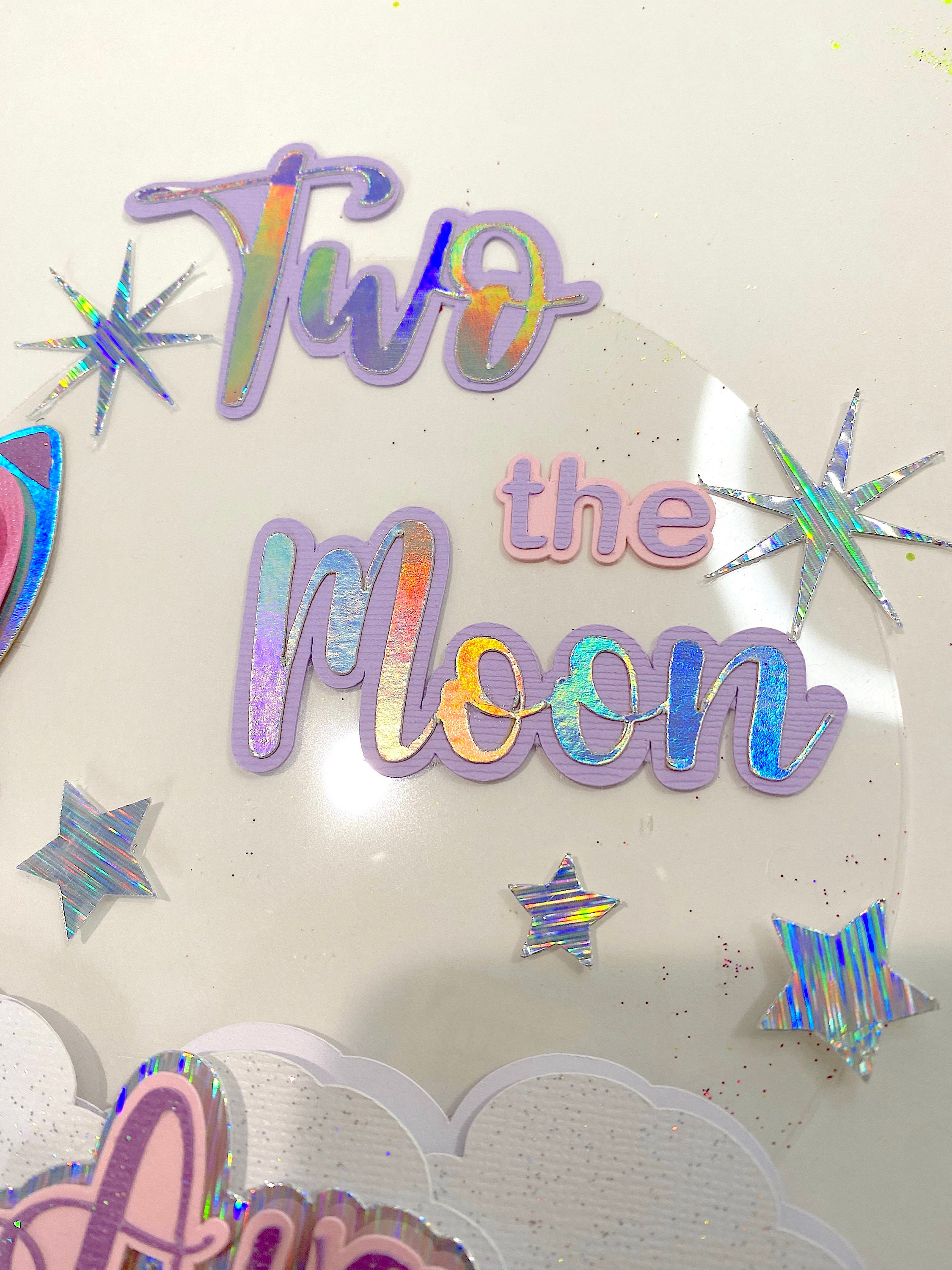 Two the Moon Cake Topper Space Cake Topper Astronaut Cake - Etsy