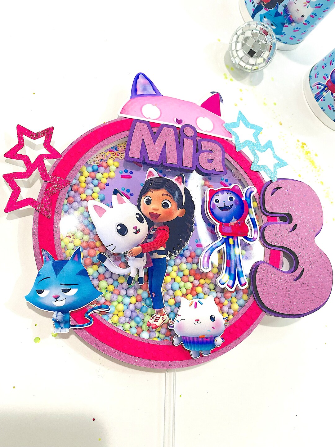 Gabbys Dollhouse Inspired Cake Topper, Gabby Dollhouse Shaker With ...