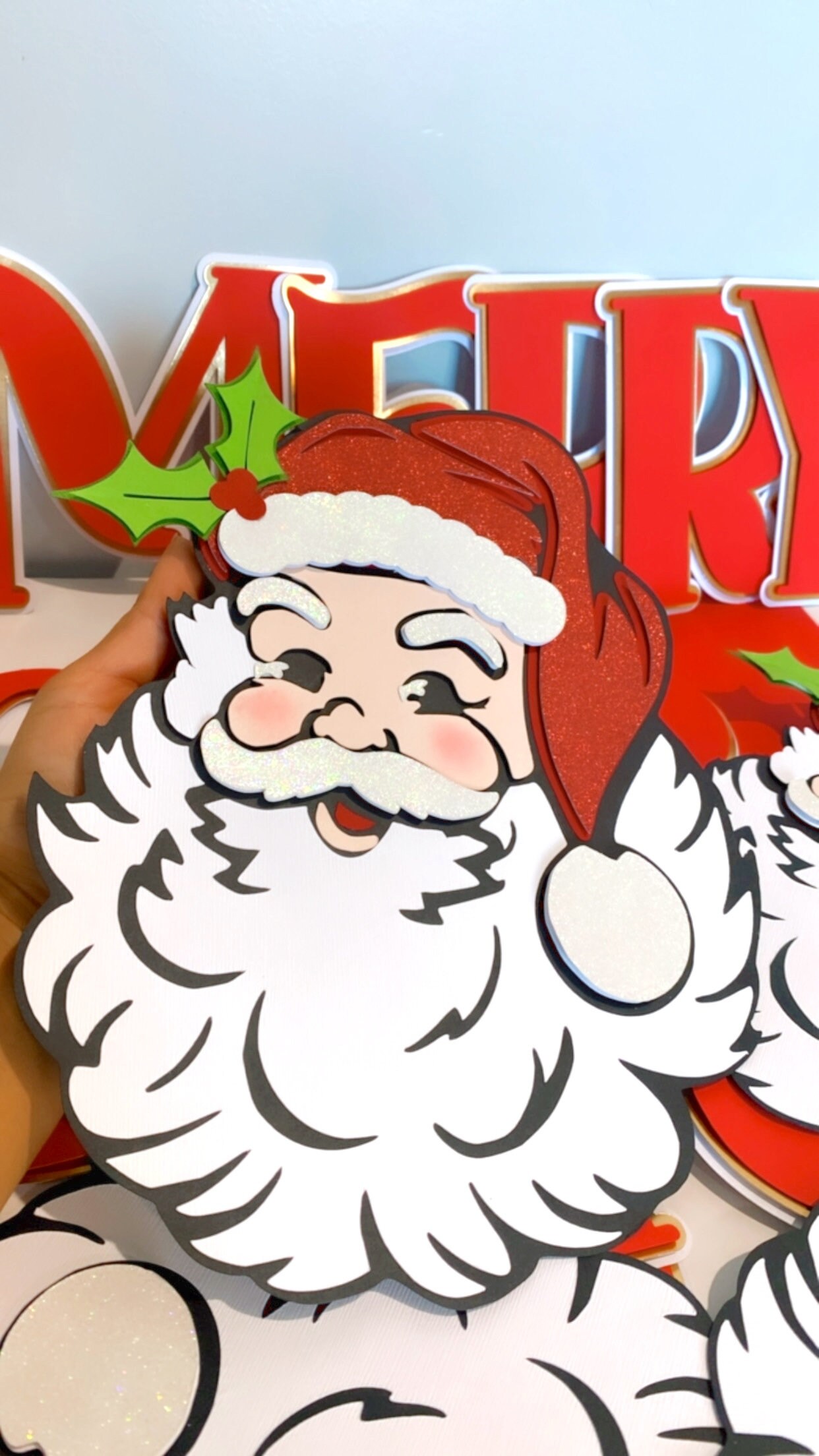 Santa Claus Christmas Banner | Cardstock Party Decoration - Etsy