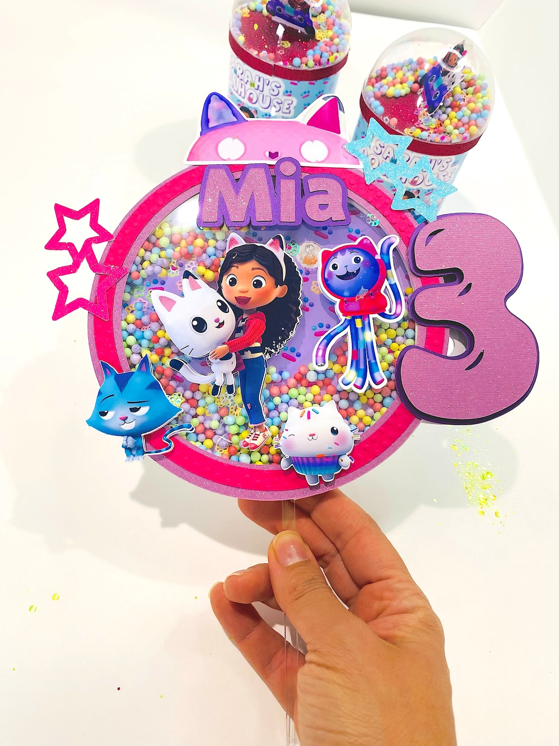 Gabbys Dollhouse Inspired Cake Topper, Gabby Dollhouse Shaker With ...