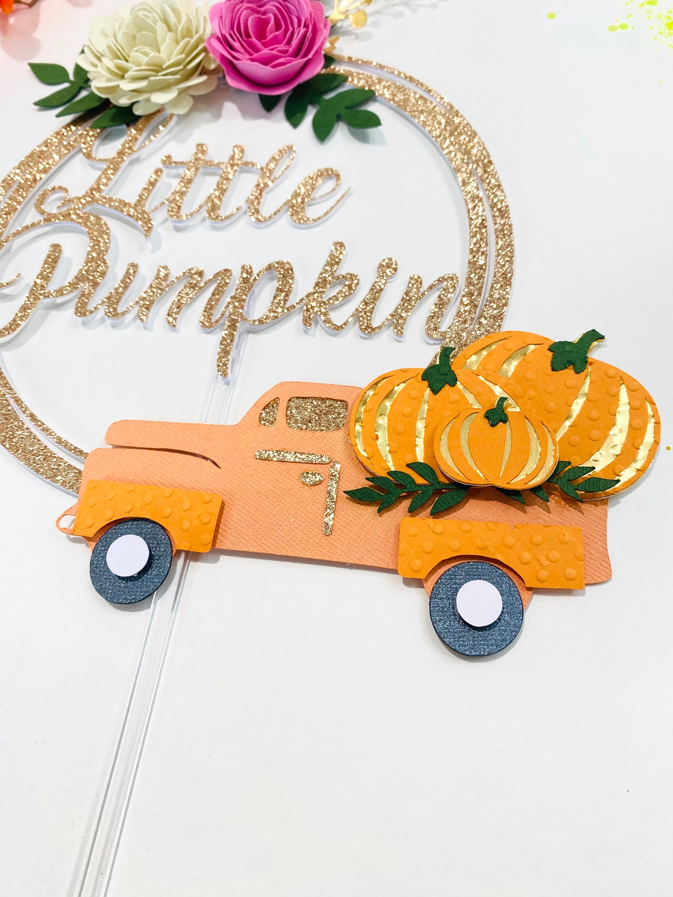 Little Pumpkin Cake Topper, Pumpkin Truck Cake Topper, Little Pumpkin ...