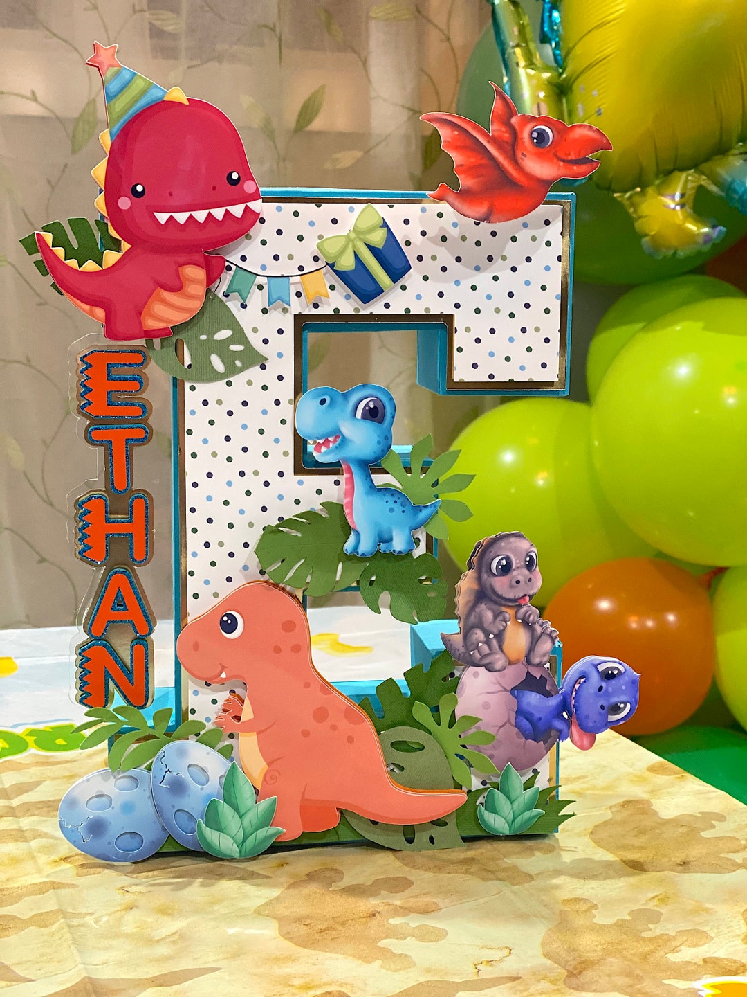 Dinosaur 3D Letter, Dinosaur Birthday Party Decor, Boy Birthday Theme ...