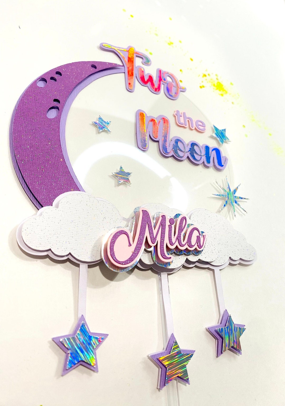 Two the Moon Cake Topper - Space Cake Topper - Astronaut Cake Topper ...